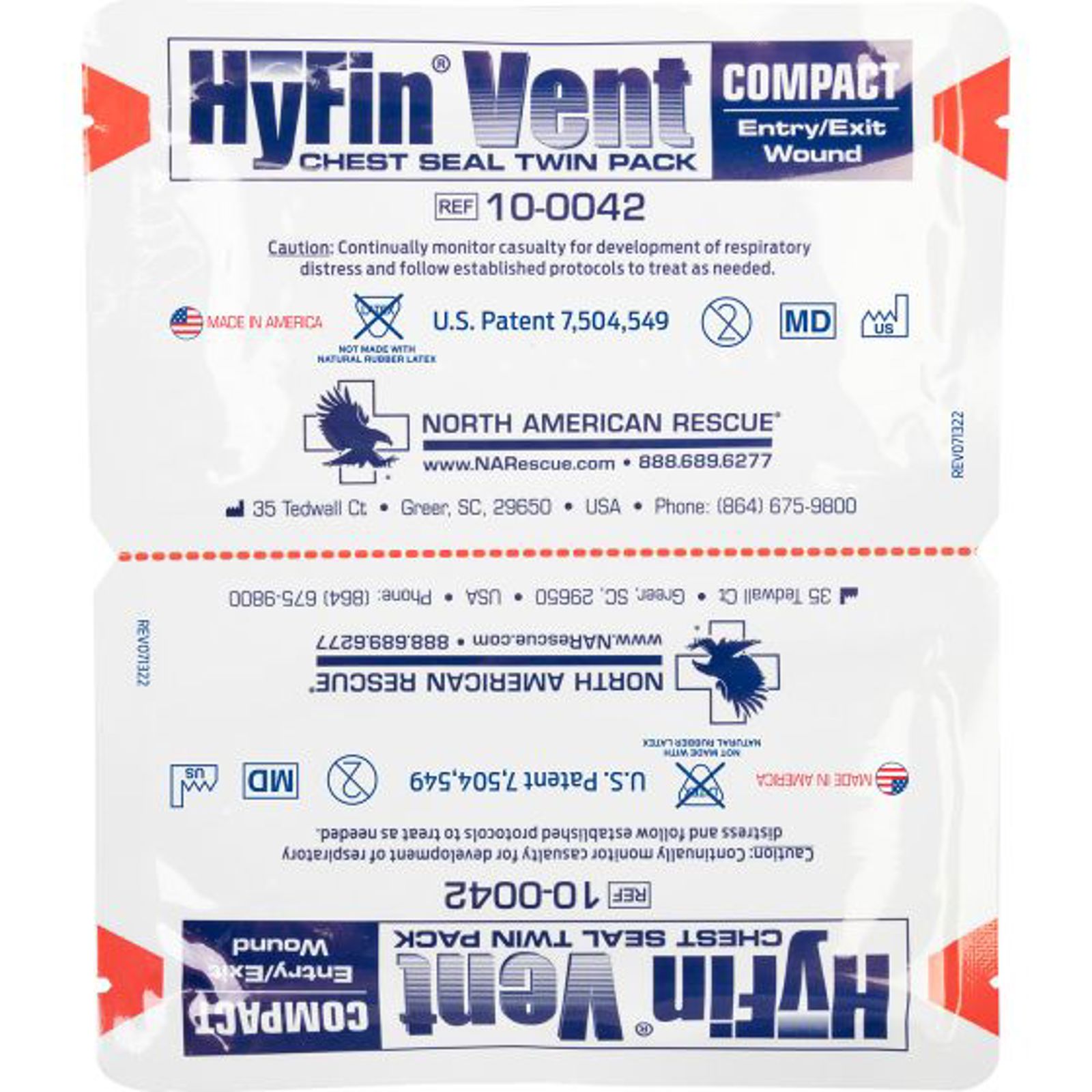 North American Rescue - Hyfin Vent Chest Seal - Compact - Twin Pack ...